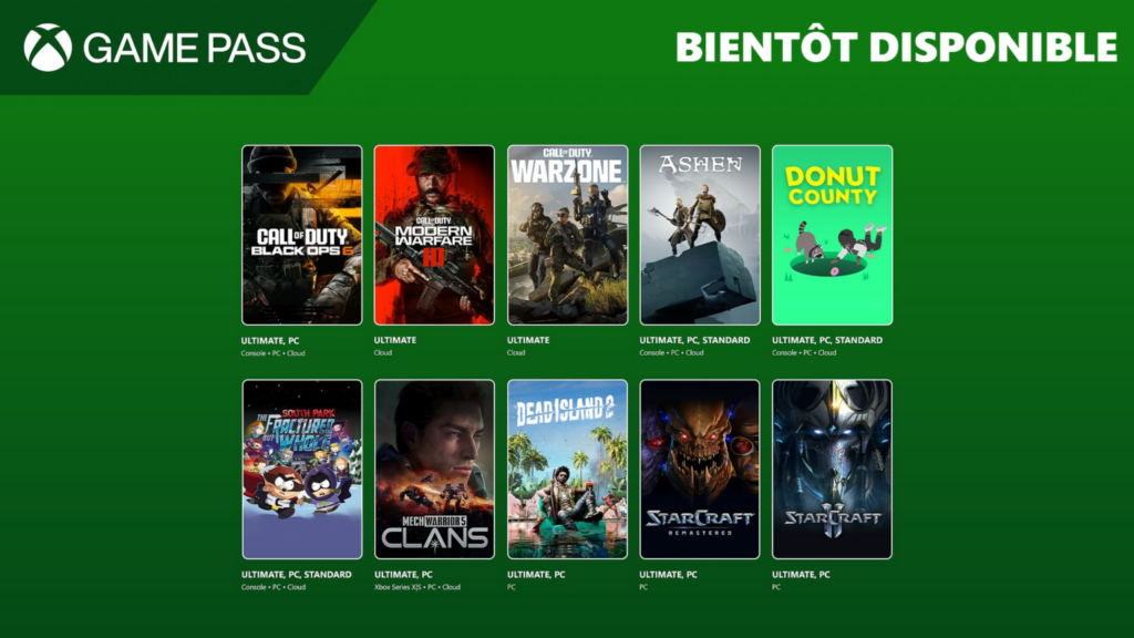 Xbox Game Pass : les jeux de fin octobre 2024 dévoilés - Noopinho Games