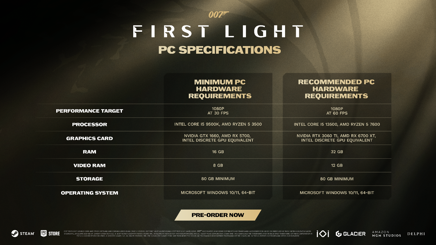 007 First Light configuration PC : les specs officielles - Noopinho Games